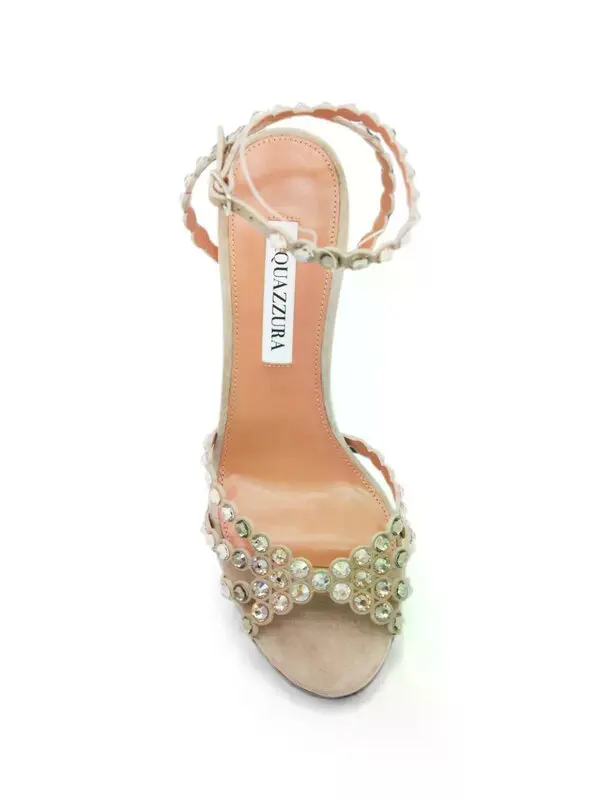 AQUAZZURA Tequila Crystal Embellished Sandals - Neutrals