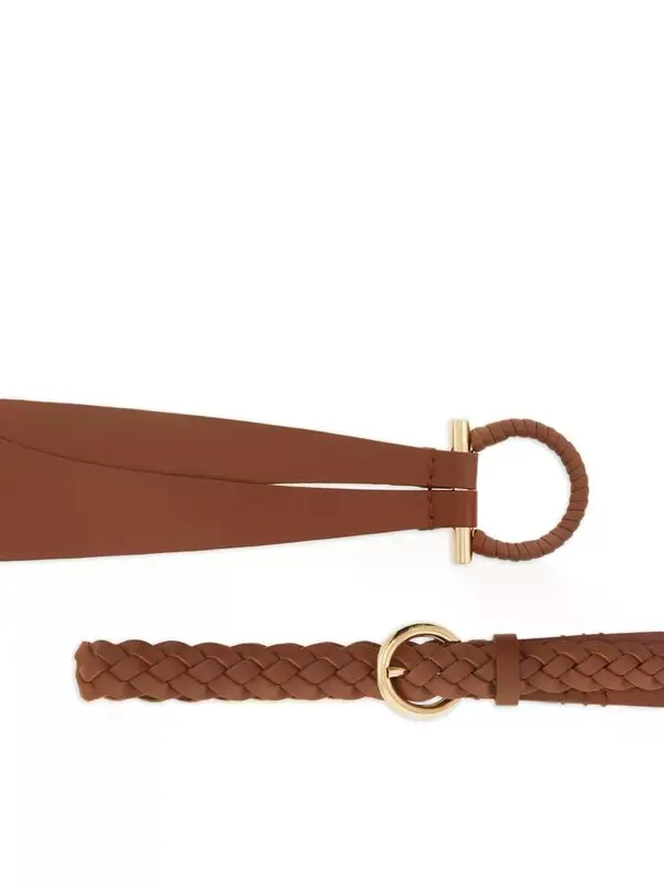 FERRAGAMO Covered Gancini Fixed Belt - Brown