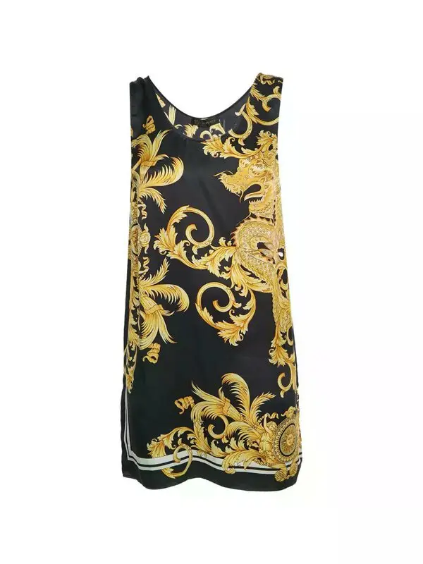 Versace Medusa Print Silk Mini Dress - Black