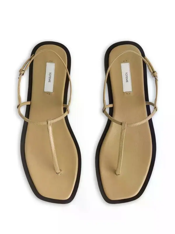 TOTEME T-strap Leather Slingback Sandals - Neutrals