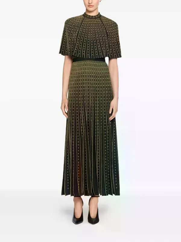 Elie Saab Mock Neck Poncho With Vertical Stripe Pattern