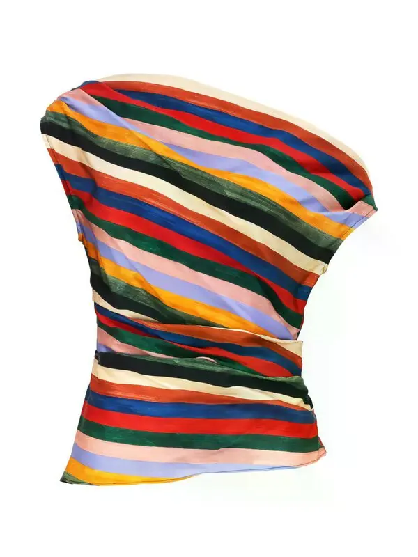 Staud Phare Striped Silk Top