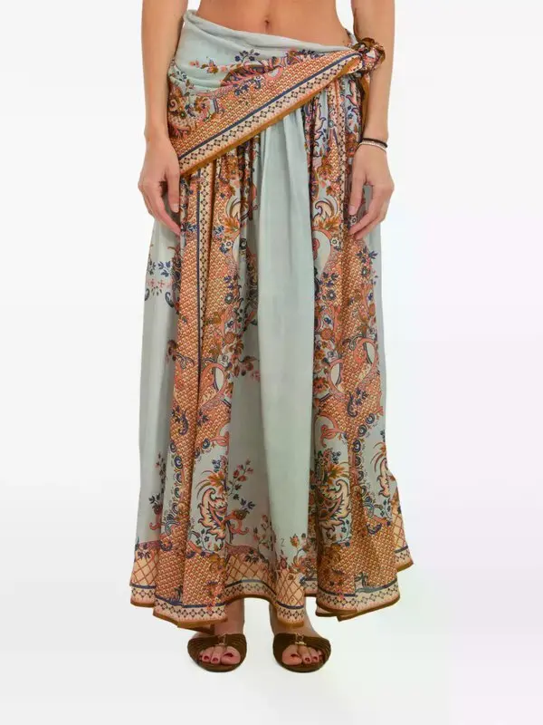 Zimmermann Aster Scarf-detail Midi Skirt - Blue