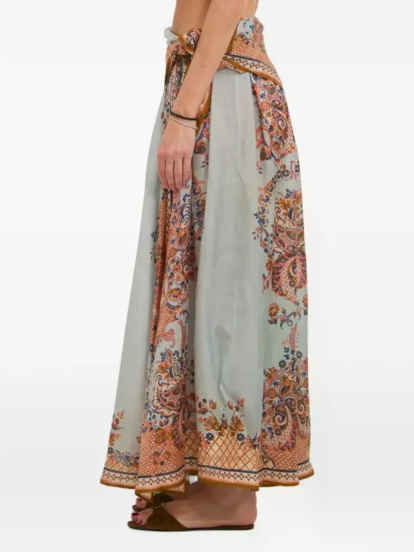 Zimmermann Aster Scarf-detail Midi Skirt - Blue