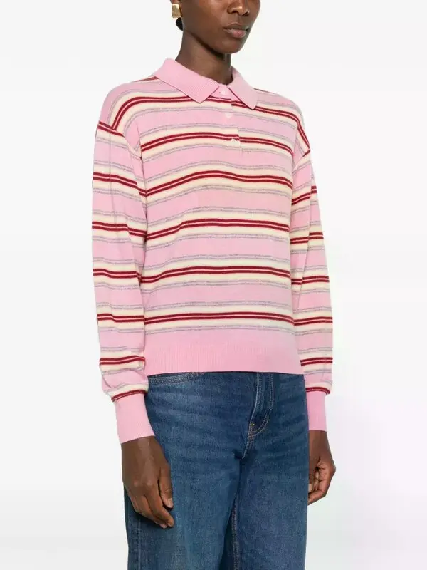 Guest In Residence Collared Striped Polo Top