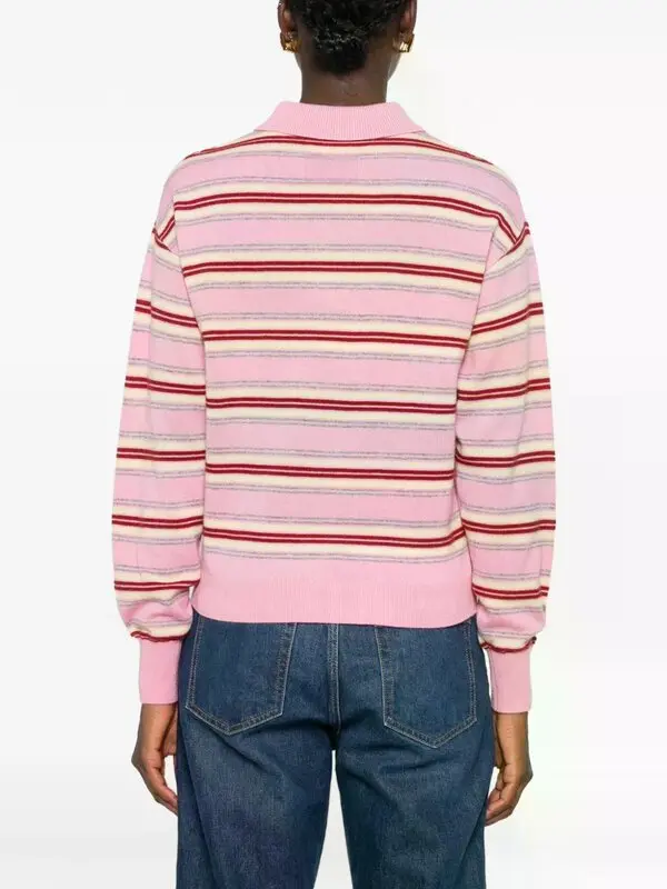 Guest In Residence Collared Striped Polo Top