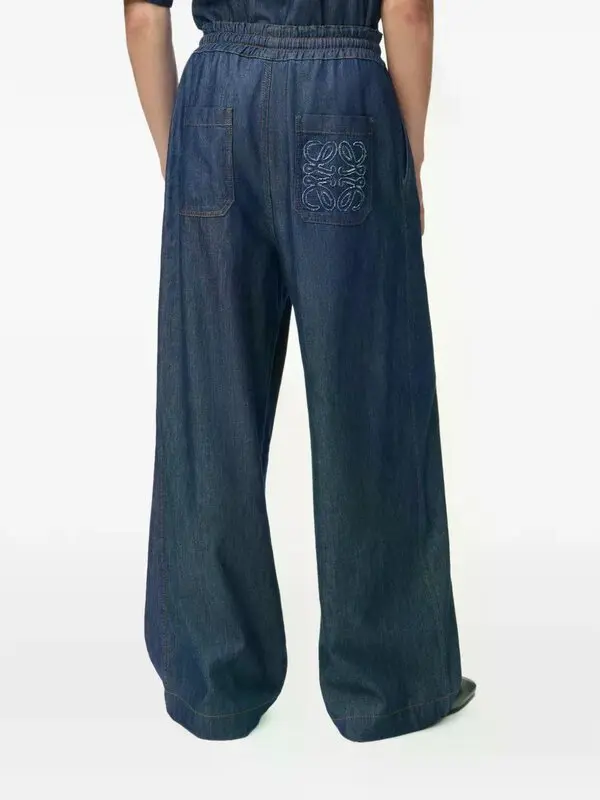 Loewe Logo Embroidered Drawstring Trousers - Blue