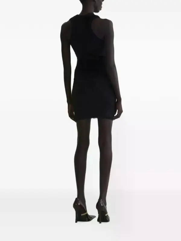 MUGLER Brushed Knit Sleeveless Mini Dress - Black