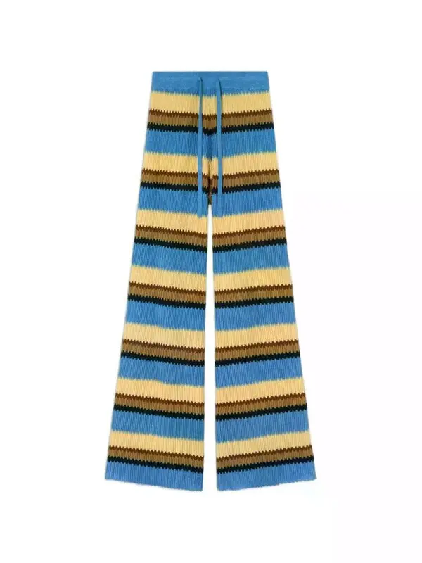 Guest In Residence Striped Ribbed-knit Palazzo Pants - Blue