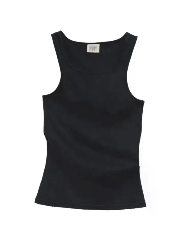 NORMFORM Distressed Square-neck Tank Top - Black