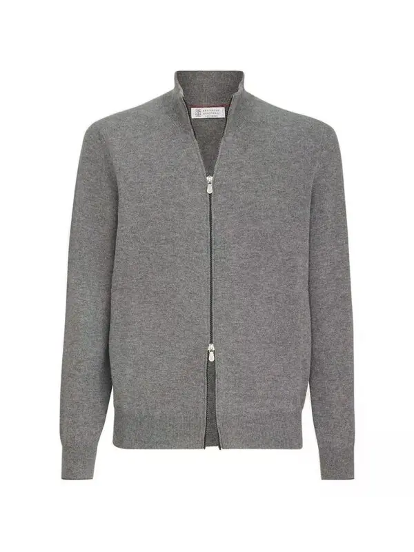 Brunello Cucinelli Cashmere High-neck Zip Cardigan - Grey