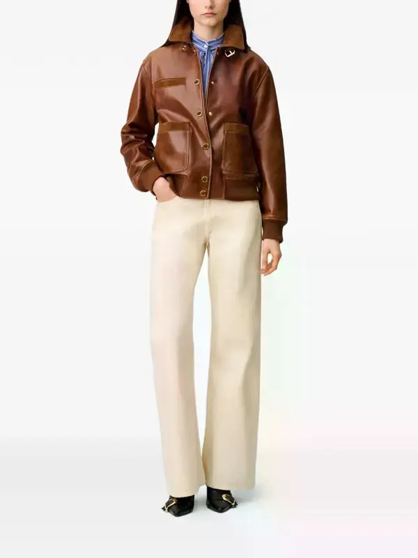 Claudie Pierlot Point-collar Leather Jacket - Brown