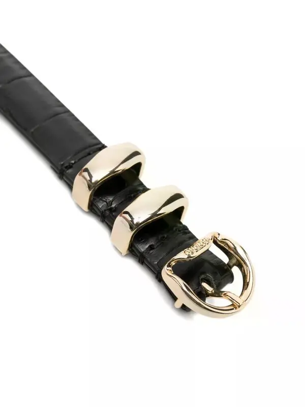 Sandro Croc-embossed Leather Belt - Black