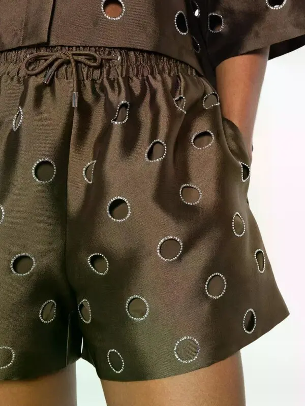 Sandro Rhinestone-embellished Cut-out Shorts - Brown