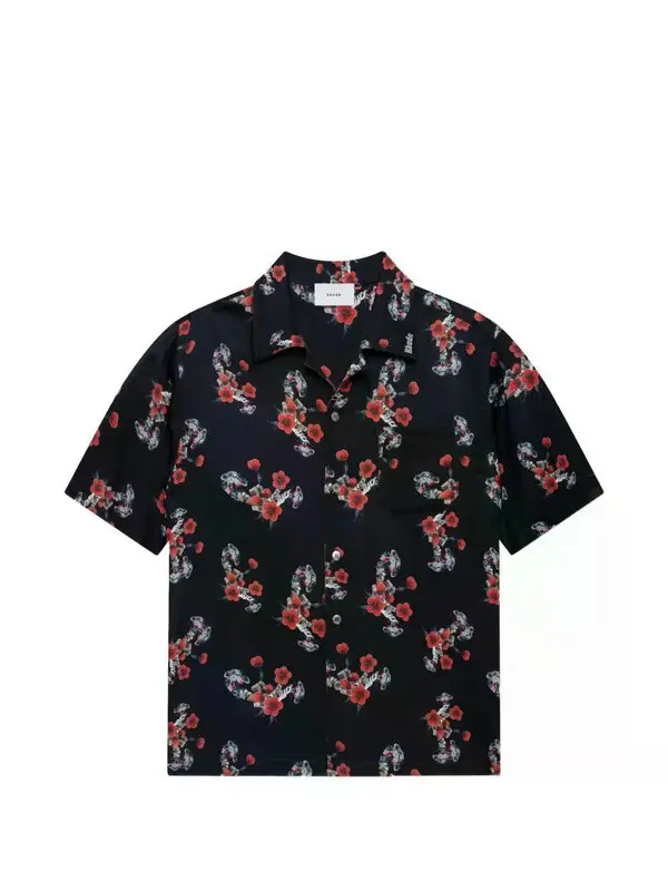 Rhude Floral-print Silk Shirt - Black