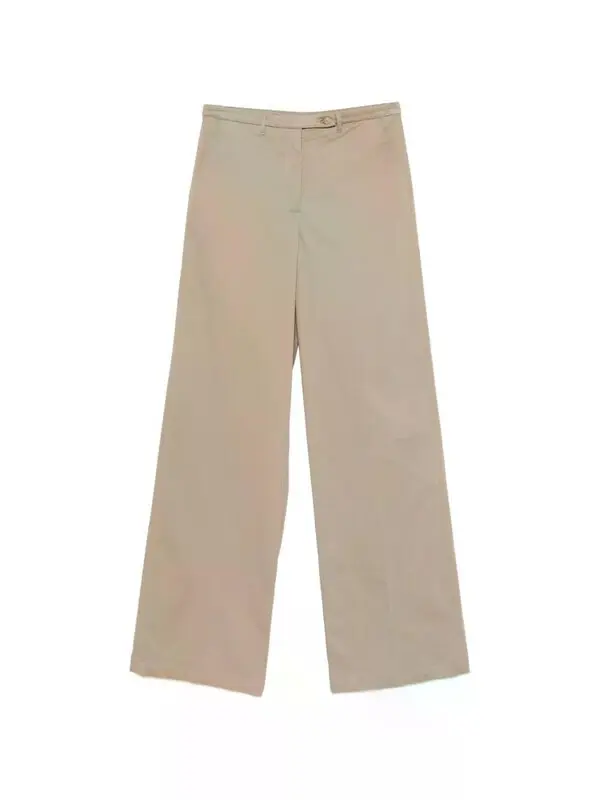 Emporio Armani Straight-leg Logo-embroidered Trousers - Neutrals