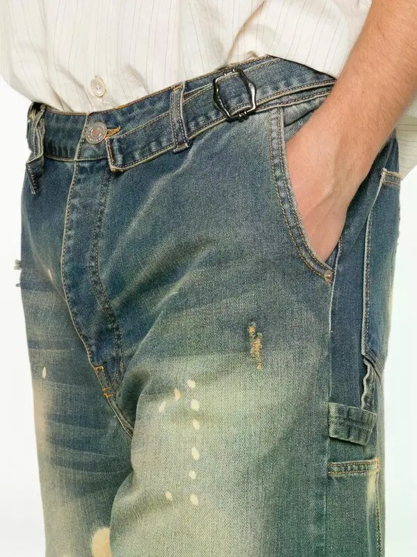 YES LONDON Distressed Bleached Denim Shorts