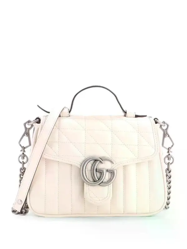 Gucci Gg Marmont Top Handle Flap Bag - Neutrals