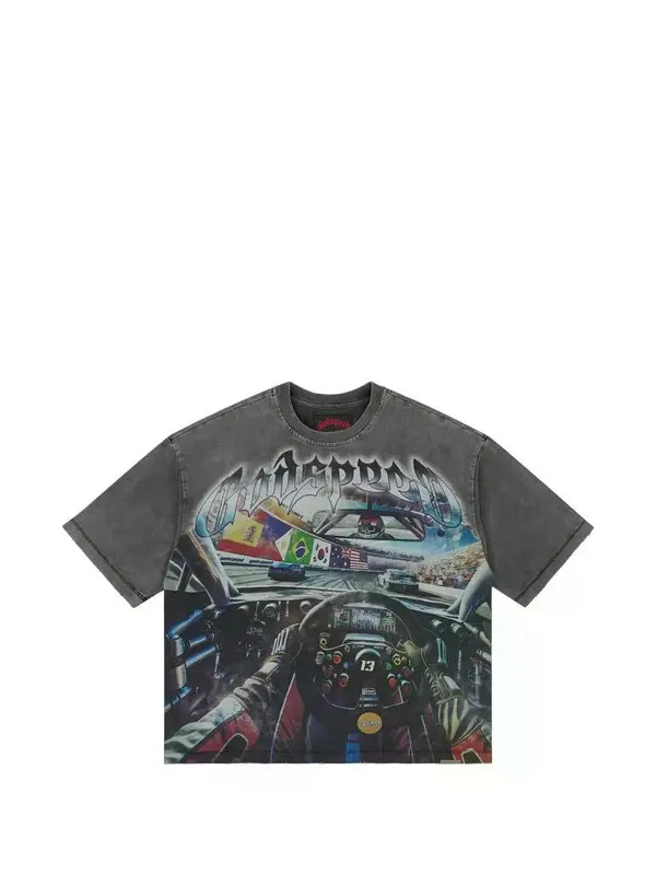 GODSPEED Graphic-print Washed T-shirt - Grey