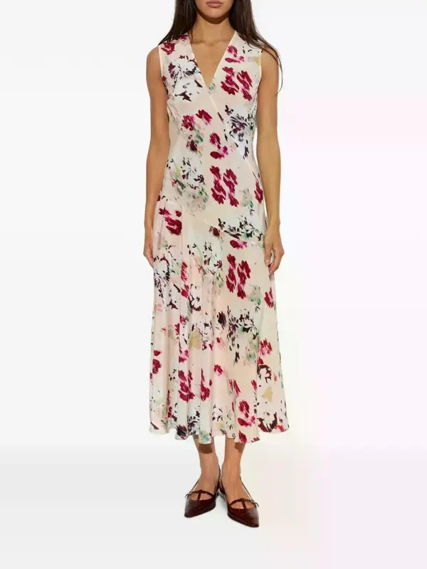 Ulla Johnson V-neck Sleeveless Floral Print Midi Dress