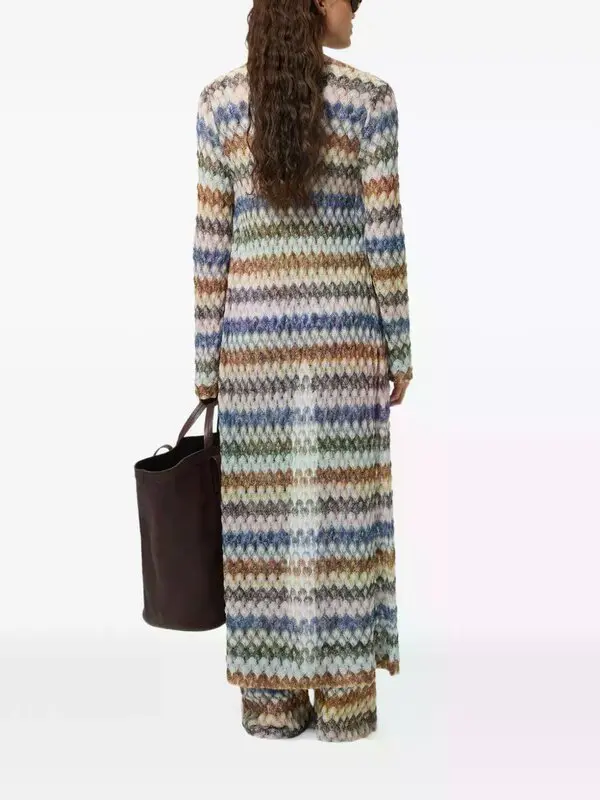 Missoni Long Cardigan In Viscose-blend Zig Zag Lam