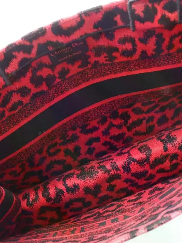 Dior Embroidered Canvas Leopard Book Tote Bag