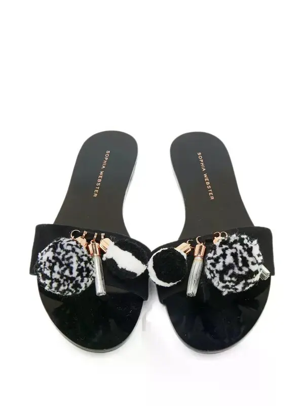 SOPHIA WEBSTER Jada Suede Flat Sandals With Pom-pom Detailing