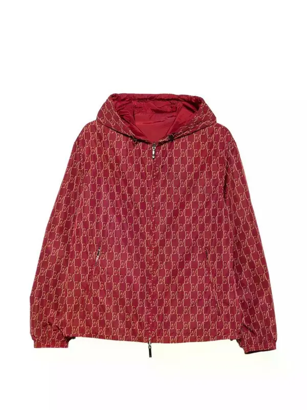 Emporio Armani Monogram Print Reversible Zip-up Jacket - Red