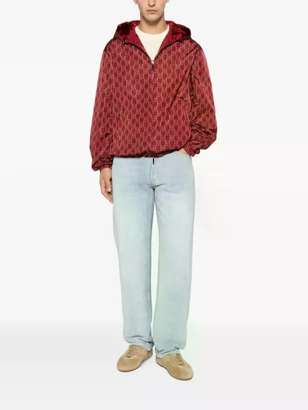 Emporio Armani Monogram Print Reversible Zip-up Jacket - Red