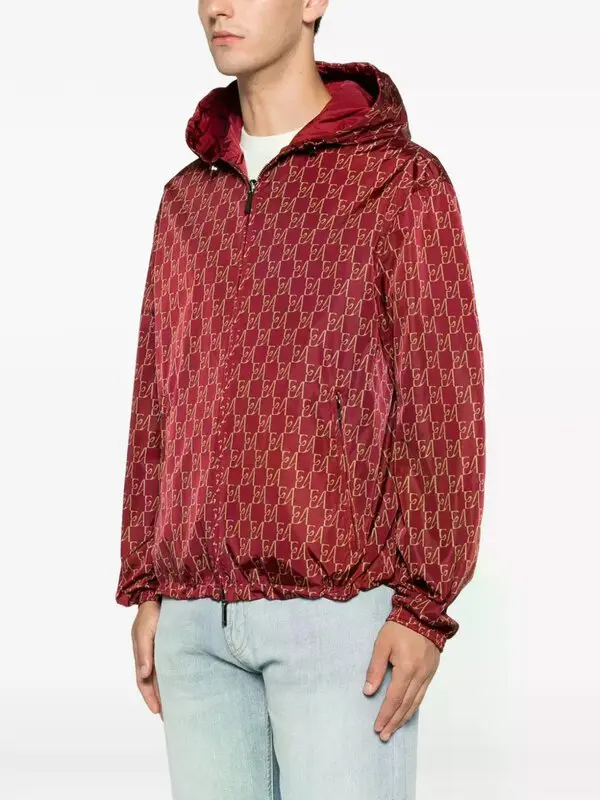 Emporio Armani Monogram Print Reversible Zip-up Jacket - Red