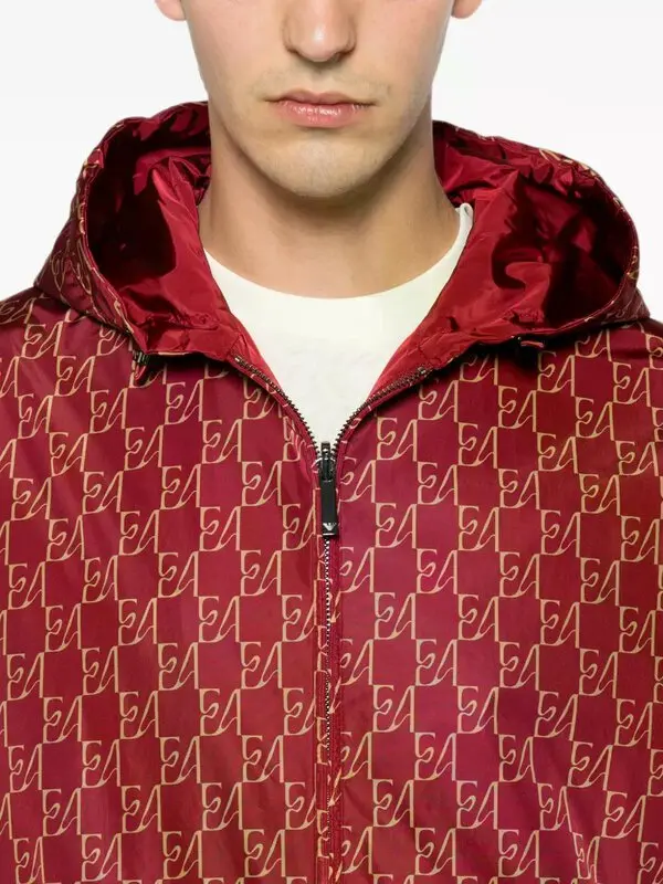 Emporio Armani Monogram Print Reversible Zip-up Jacket - Red