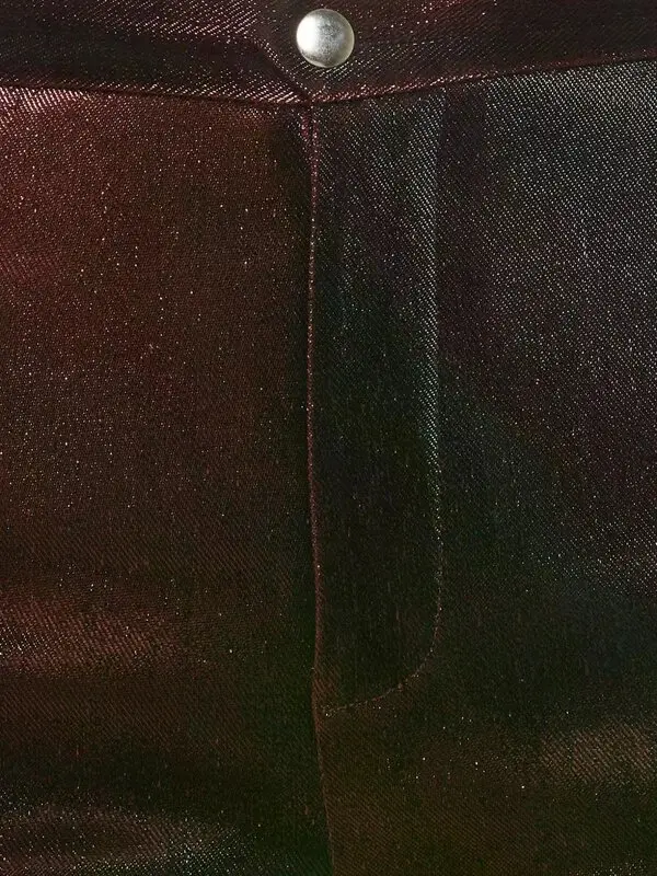 AREA Burgundy Lurex Knitted Straight-leg Trousers