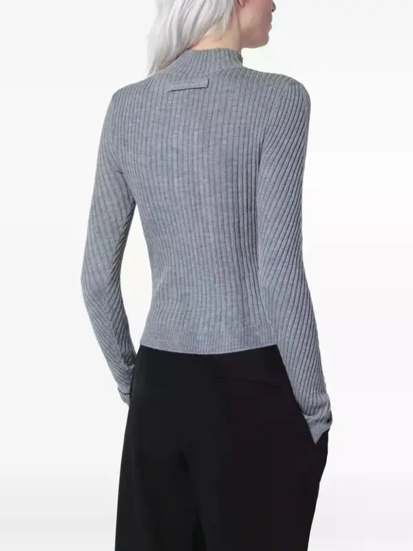 Victoria Beckham Georgia Ribbed-knit Sweater - Grey