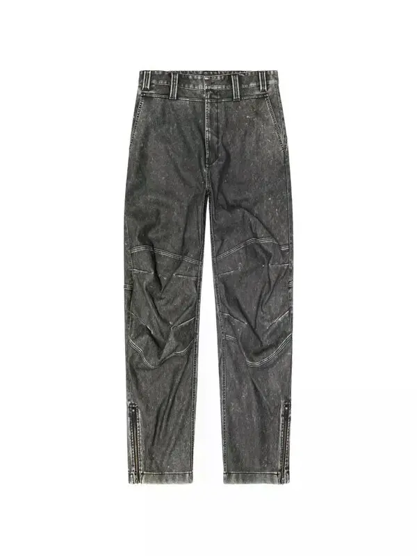 DIESEL® Distressed-effect Bonded Material Wide-leg Trousers