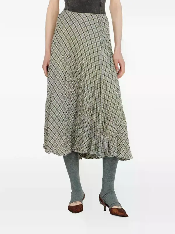 DIESEL® Checked Seersucker-effect Midi Skirt