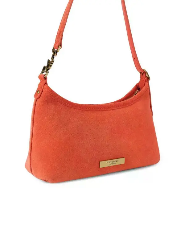 Kurt Geiger Suede Shoulder Bag With Eagle Head Detail - Orange