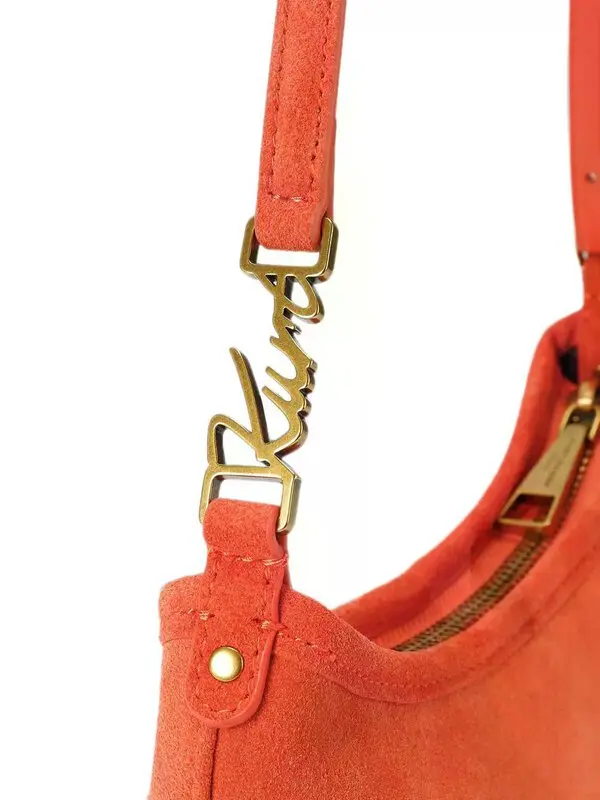 Kurt Geiger Suede Shoulder Bag With Eagle Head Detail - Orange