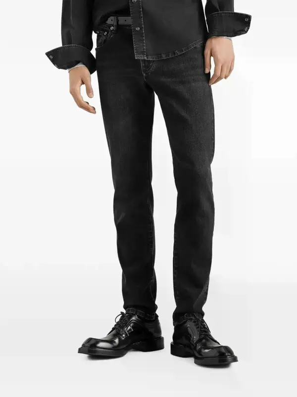 Dolce & Gabbana Slim Fit Denim Trousers With Embroidered Logo