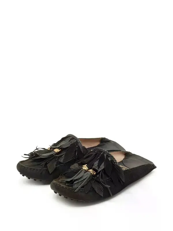TOD'S Suede Tassel Mules - Black