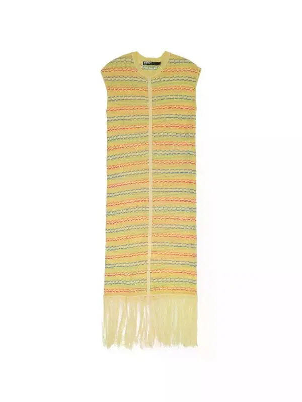 Bimba Y Lola Geometric Pattern Open-knit Midi Dress - Yellow