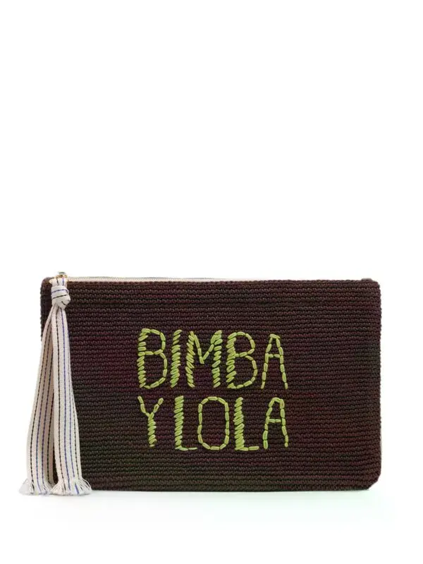 Bimba Y Lola Logo-embroidered Crochet Clutch Bag - Brown