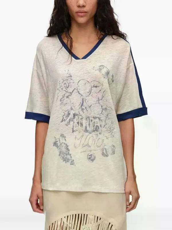 Bimba Y Lola Graphic Print V-neck T-shirt