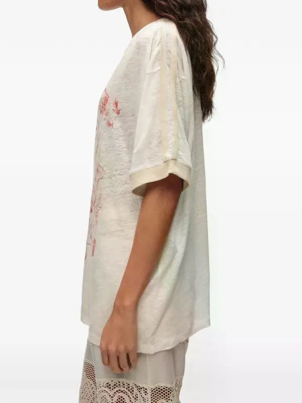 Bimba Y Lola Graphic Print Linen T-shirt
