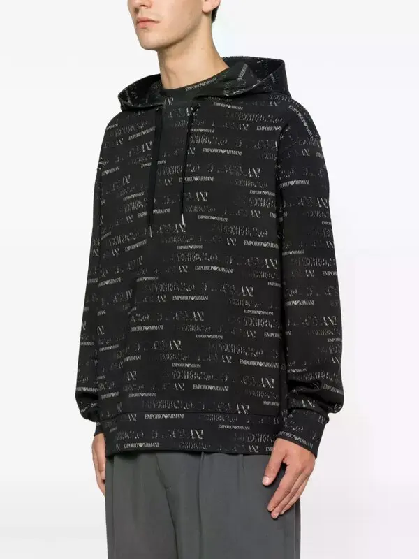 Emporio Armani Logo Pattern Drawstring Hoodie