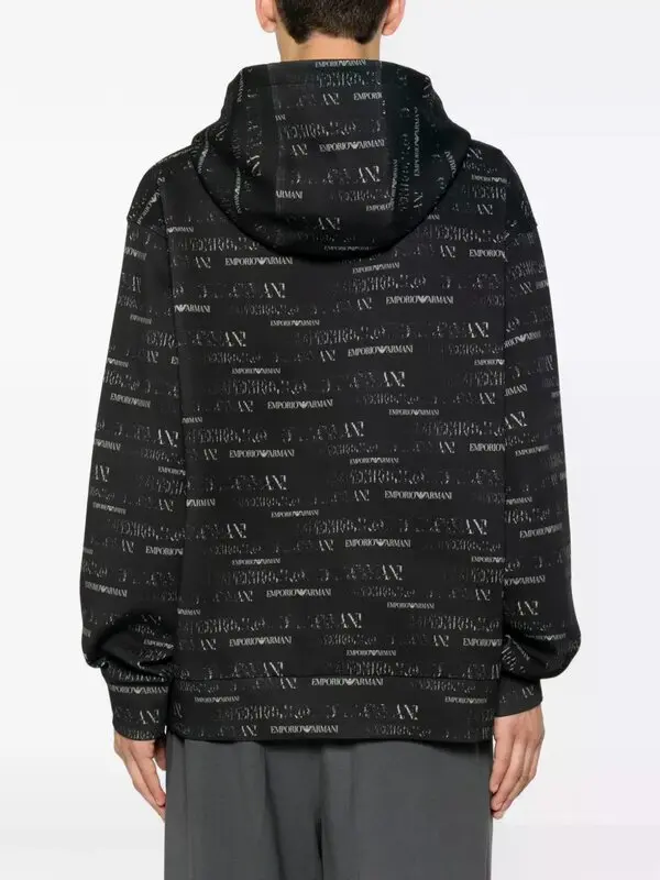 Emporio Armani Logo Pattern Drawstring Hoodie