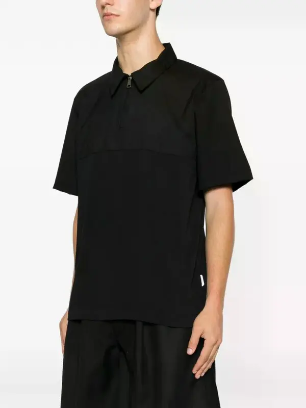 YES LONDON Zipped Polo Shirt - Black