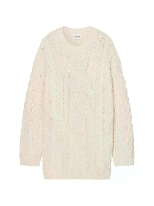 Closed Cable-knit Crew Neck Sweater