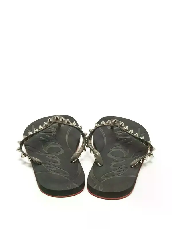 CHRISTIAN LOUBOUTIN Loubi Flip Embellished Flip Flops - Grey
