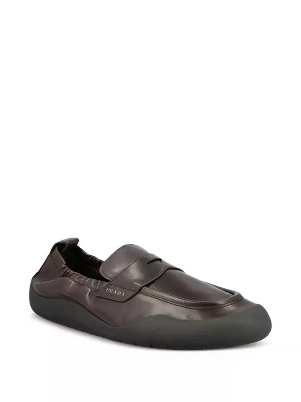 Prada Leather Penny-slot Sneakers - Brown