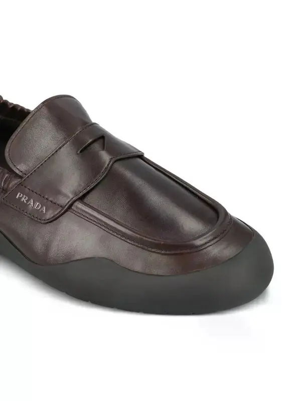 Prada Leather Penny-slot Sneakers - Brown